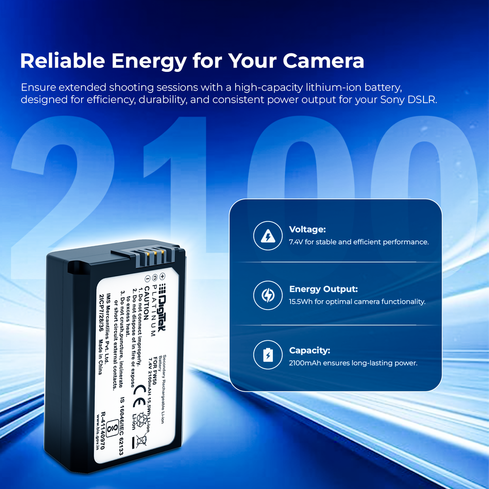 Buy Platinum Rechargeable Battery for Sony DSLR Camera FW-50 Online
