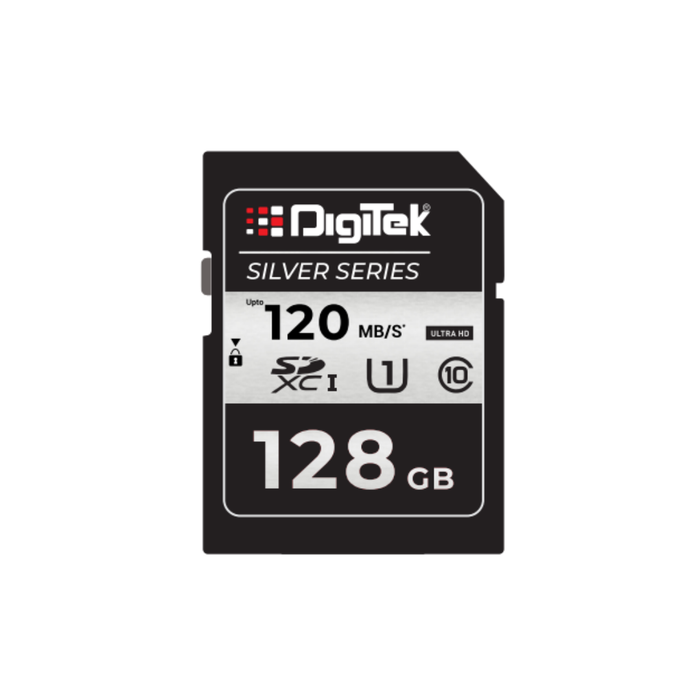 Digitek 128GB SDXC UHS-I C10 Fast 4K UHD Memory Card Silver Series