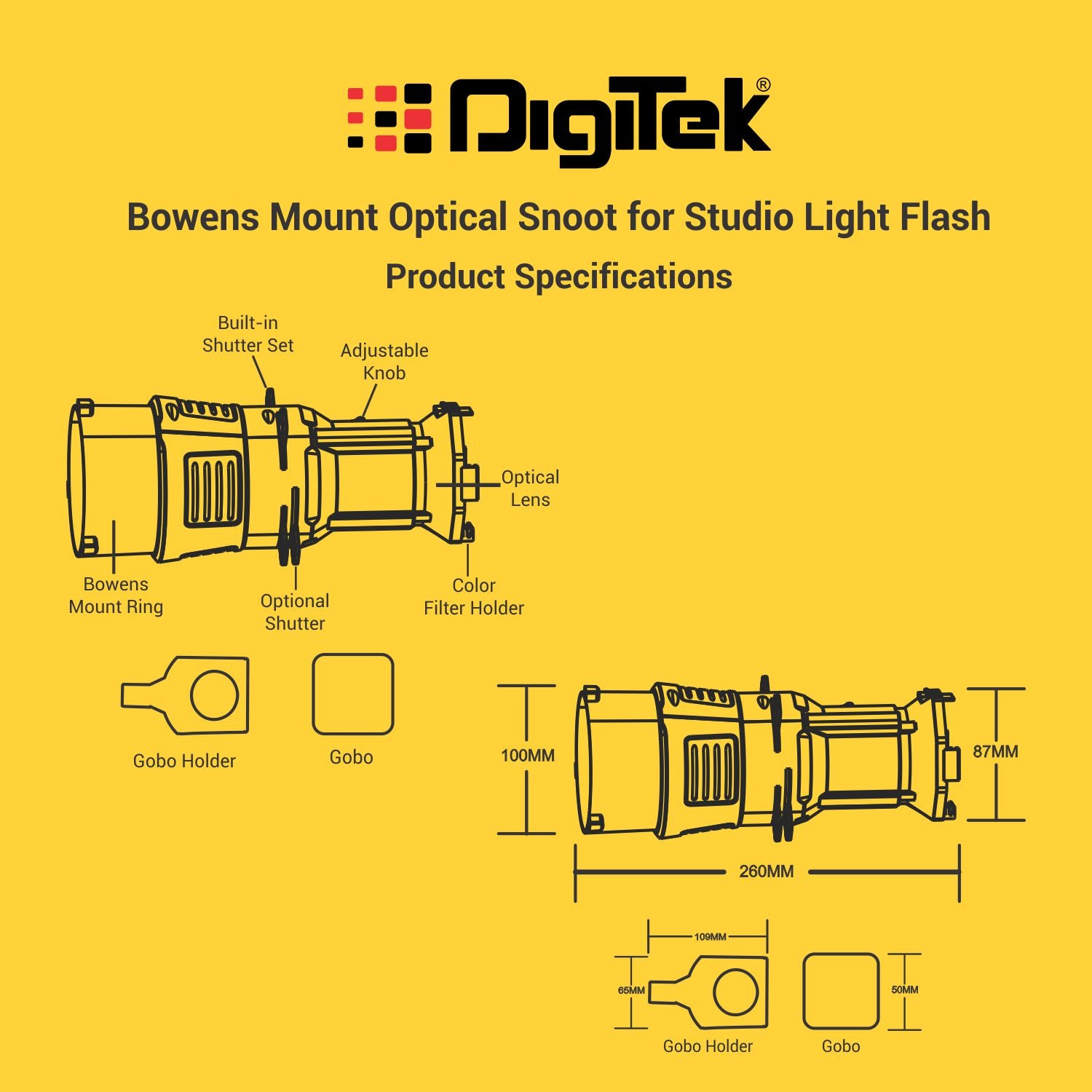 Buy Digitek (DS 220) Bowens Mount Optical Snoot Kit with 20 Stainless SteeOnline Best Prices ...