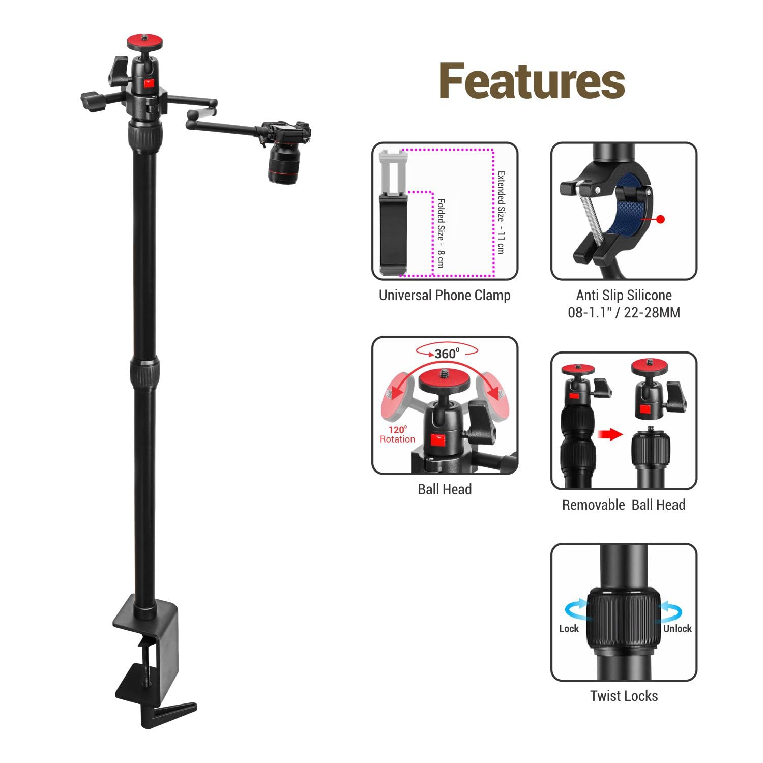 Buy Digitek (DTMHA 001 )Table Mount with Auxiliary Holding Arm for ...