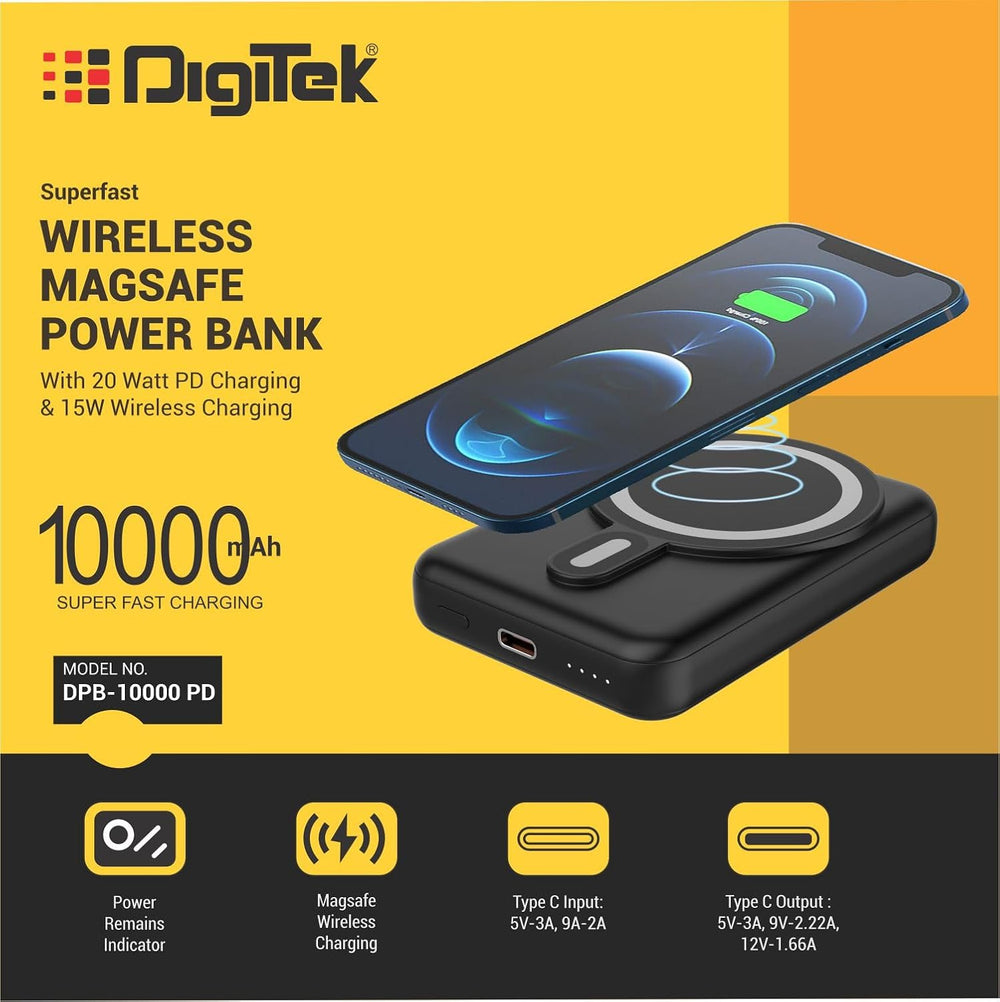 Buy Digitek 10000mAh MagSafe Power Bank with 15W Wireless Charging