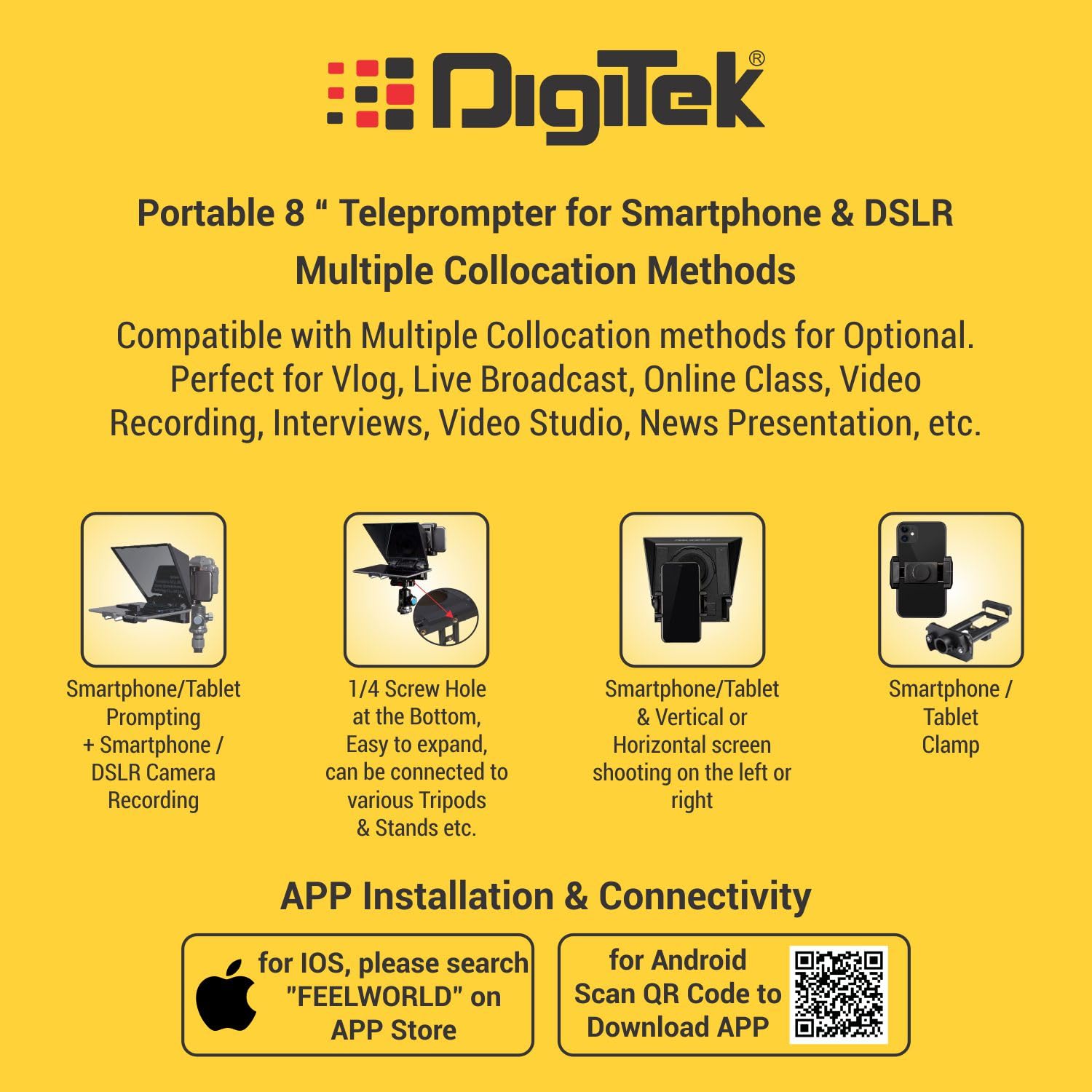 Buy Digitek (DTP-008) 8” Digitek Teleprompter for Smartphone & DSLR ...