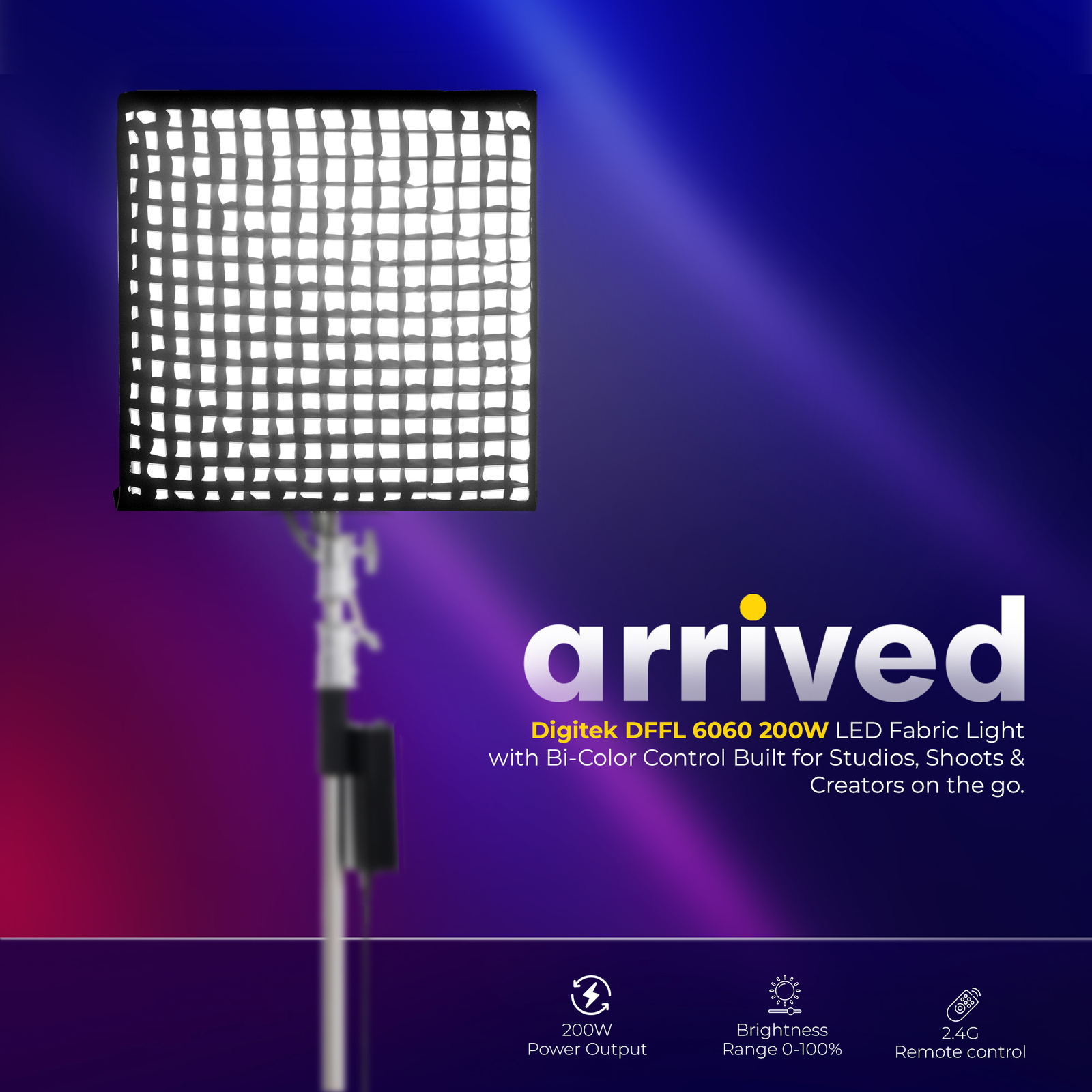 Digitek® (DFFL 6060) 200W Bi-Color Flexible Fabric LED Light with Remo