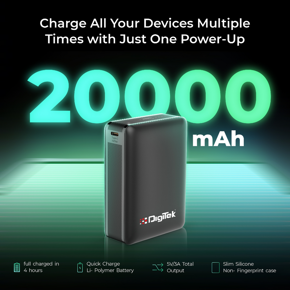 Buy Digitek DPB-20000-PD QC High Capacity Power Bank with Type-C Port ...