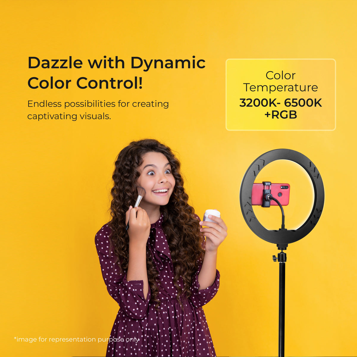 Buy Digitek DRL-14C RGB LED Ring Light with Stand for Photo & Video ...