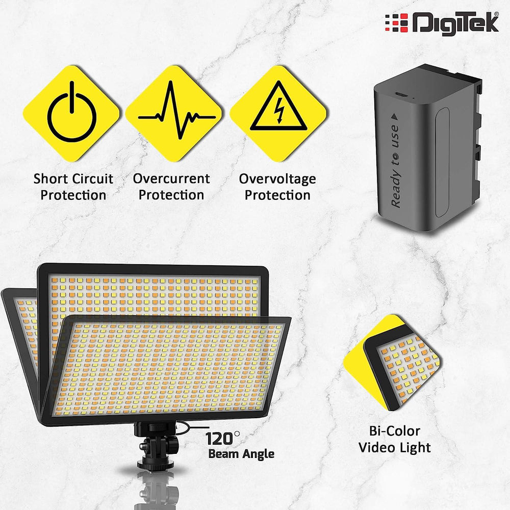Buy Digitek Bi-Color LED Video Light with NP-750 Battery D520WB Online