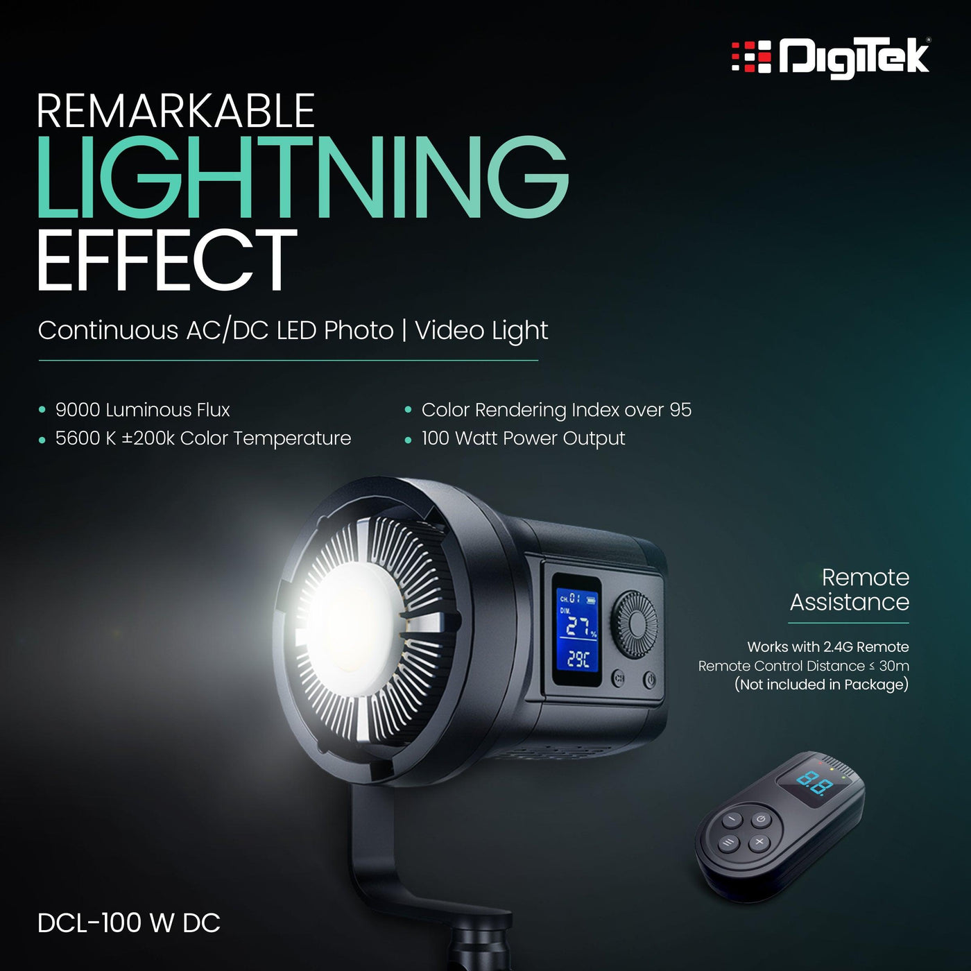 Buy Digitek Continuous AC-DC Photo/Video LED Light Suitable DCL-100WDC ...
