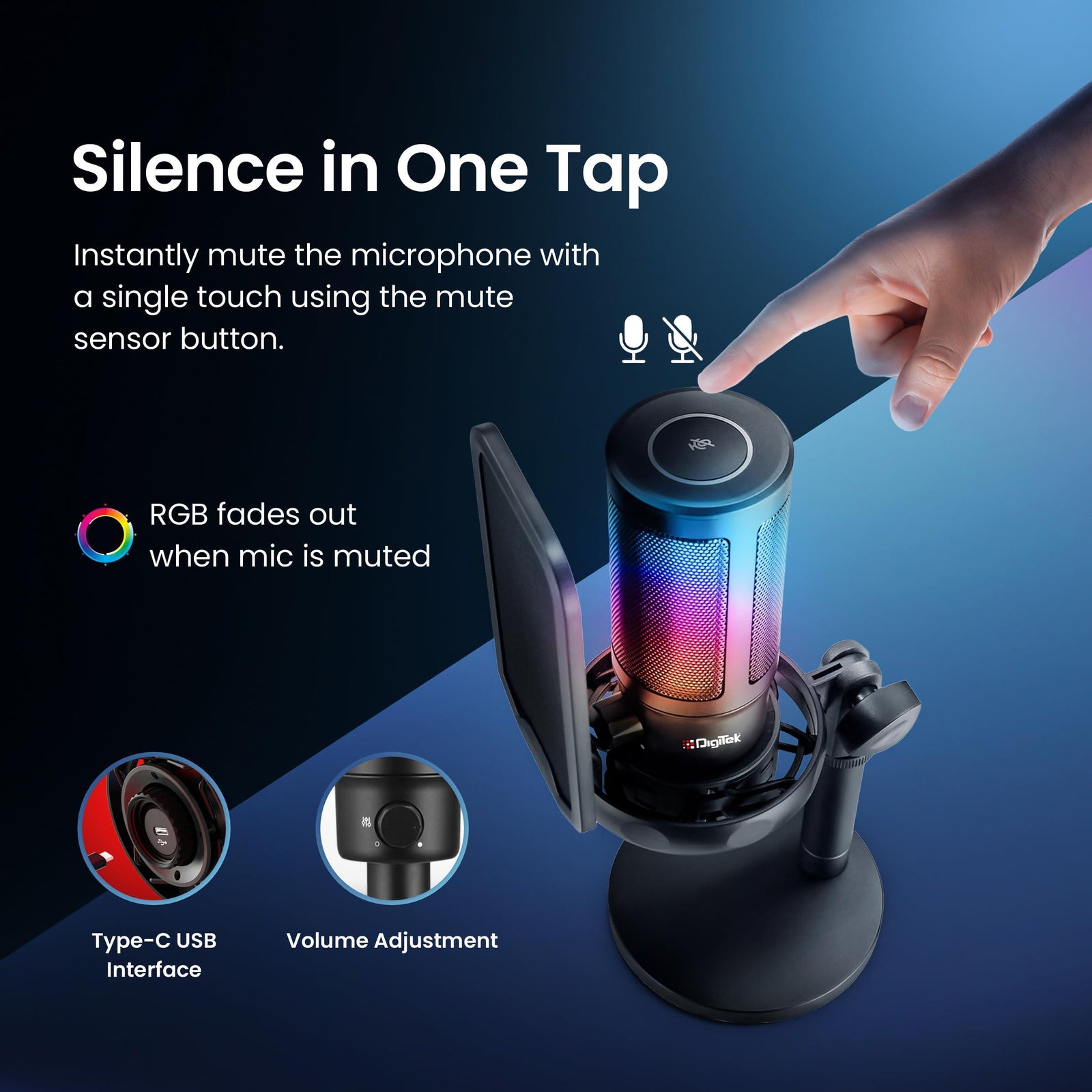 Buy Digitek (DM 301) USB Professional Gaming RGB Microphone Online