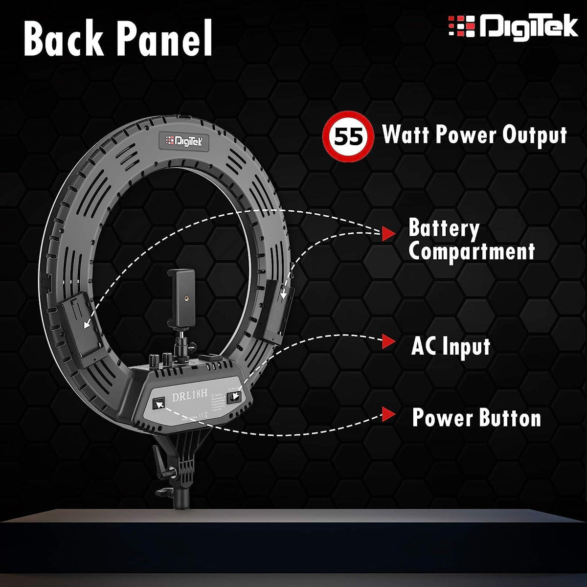 Digitek (DRL 018H) Professional 46 CM (18 inch) Big LED Ring Light wit