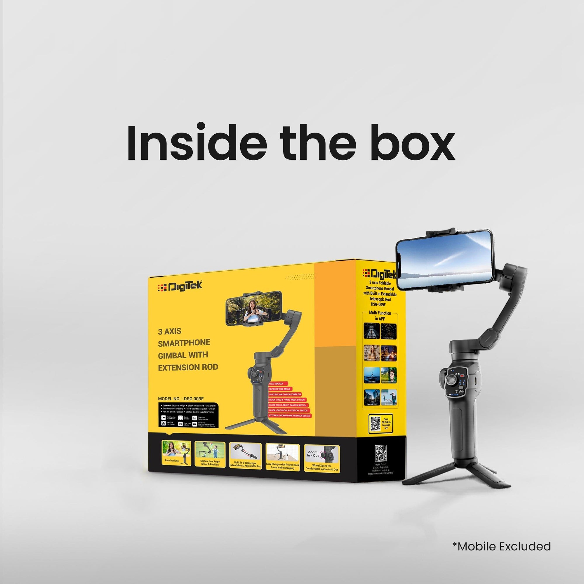 Buy Digitek 3-Axis Foldable Smartphone Gimbal with Telescopic Rod Online