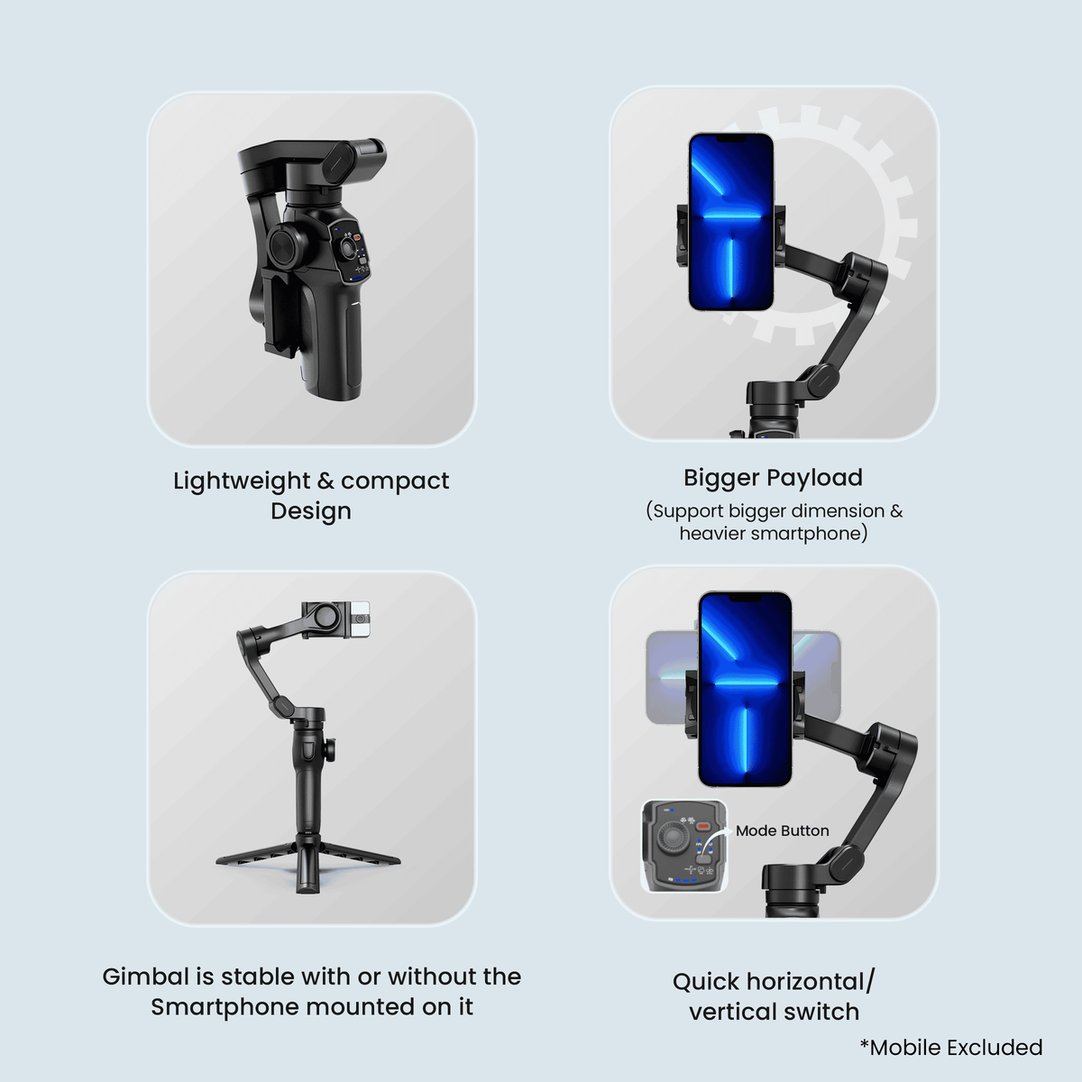 Buy Digitek 3-Axis Foldable Smartphone Gimbal with Telescopic Rod Online