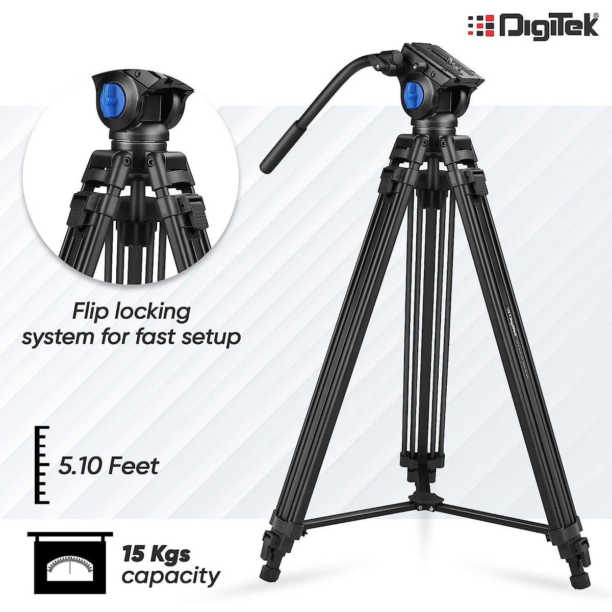 Buy Digitek DTR-510VDPROPLUS Video Tripod with Head Online