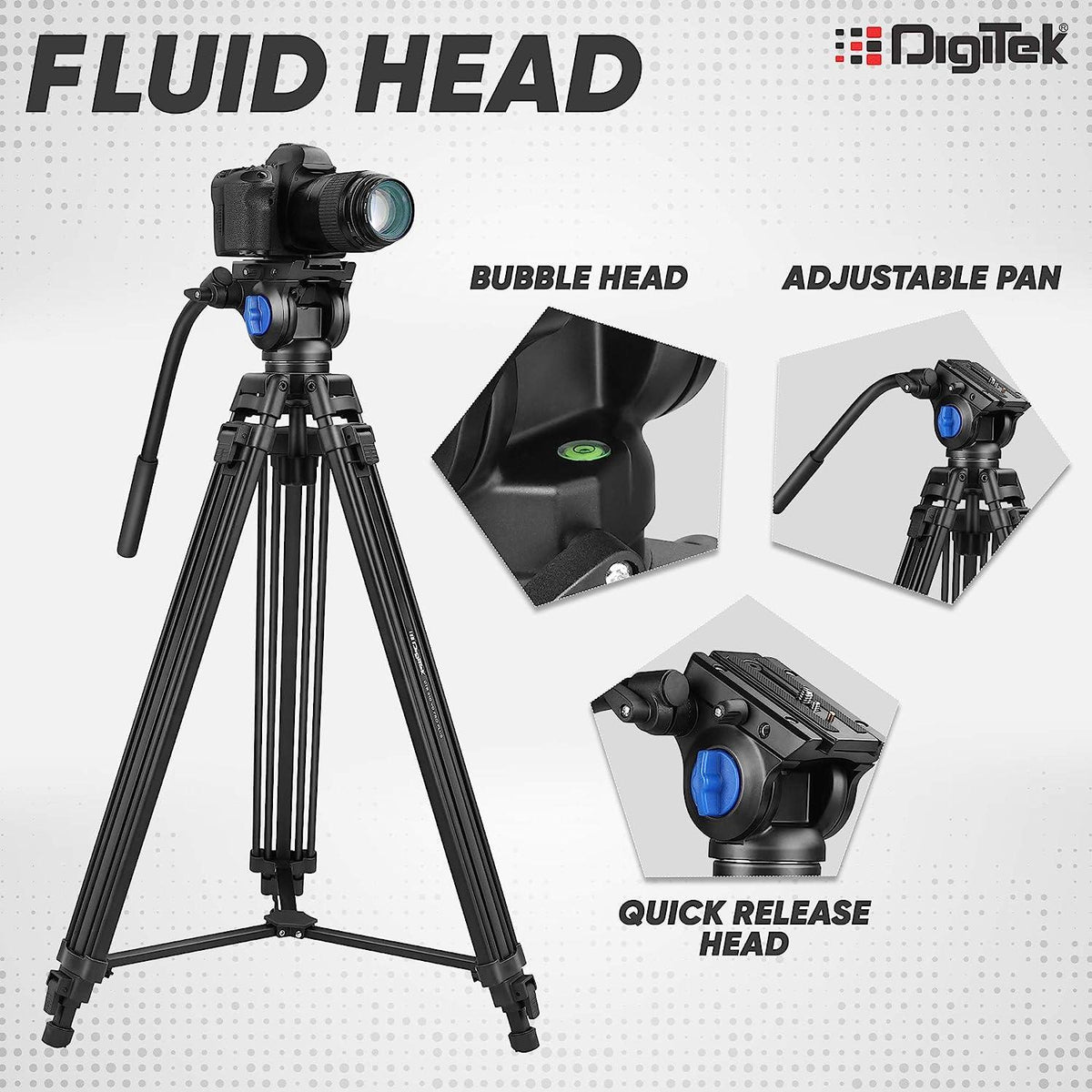 Buy Digitek DTR-510VDPROPLUS Video Tripod with Head Online