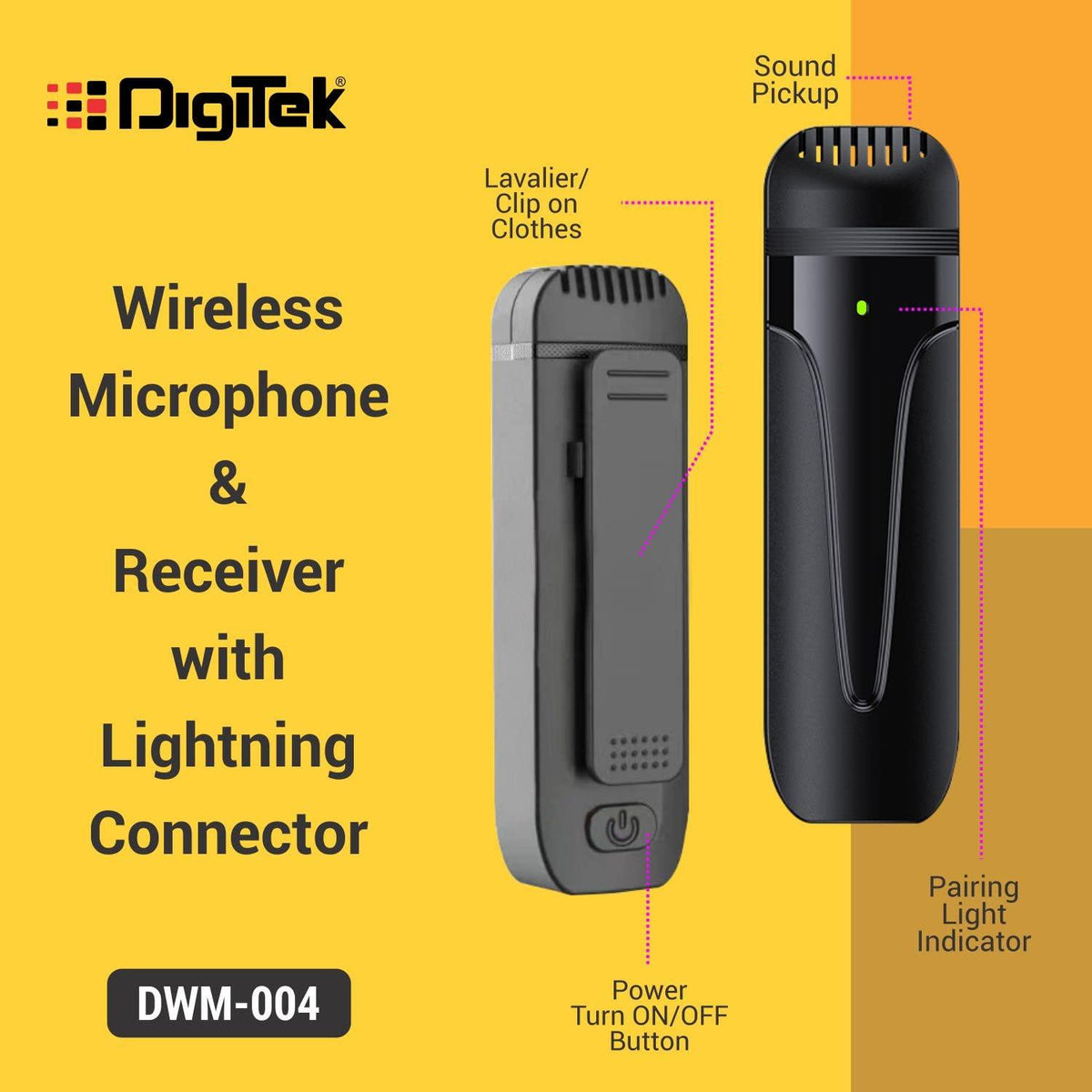 Buy Digitek Wireless Microphone Receiver with 8-Pin Connector DWM-004 ...