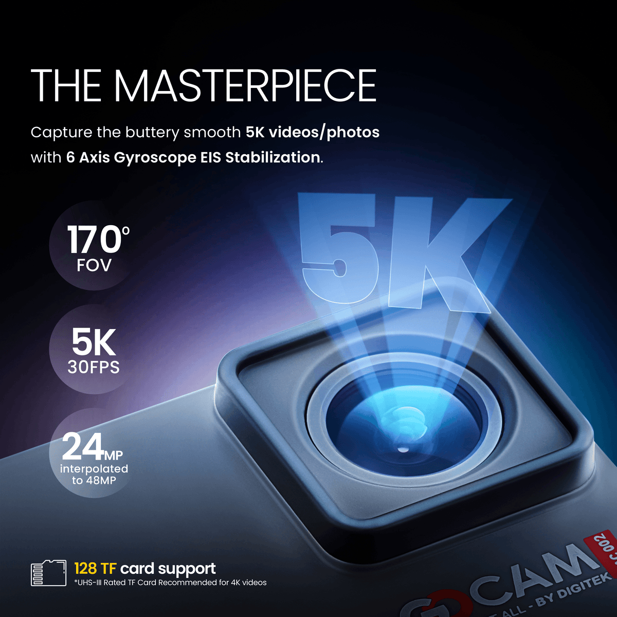 Buy Digitek GoCam 5K 60FPS 24MP Ultra HD Sports Action Camera Online