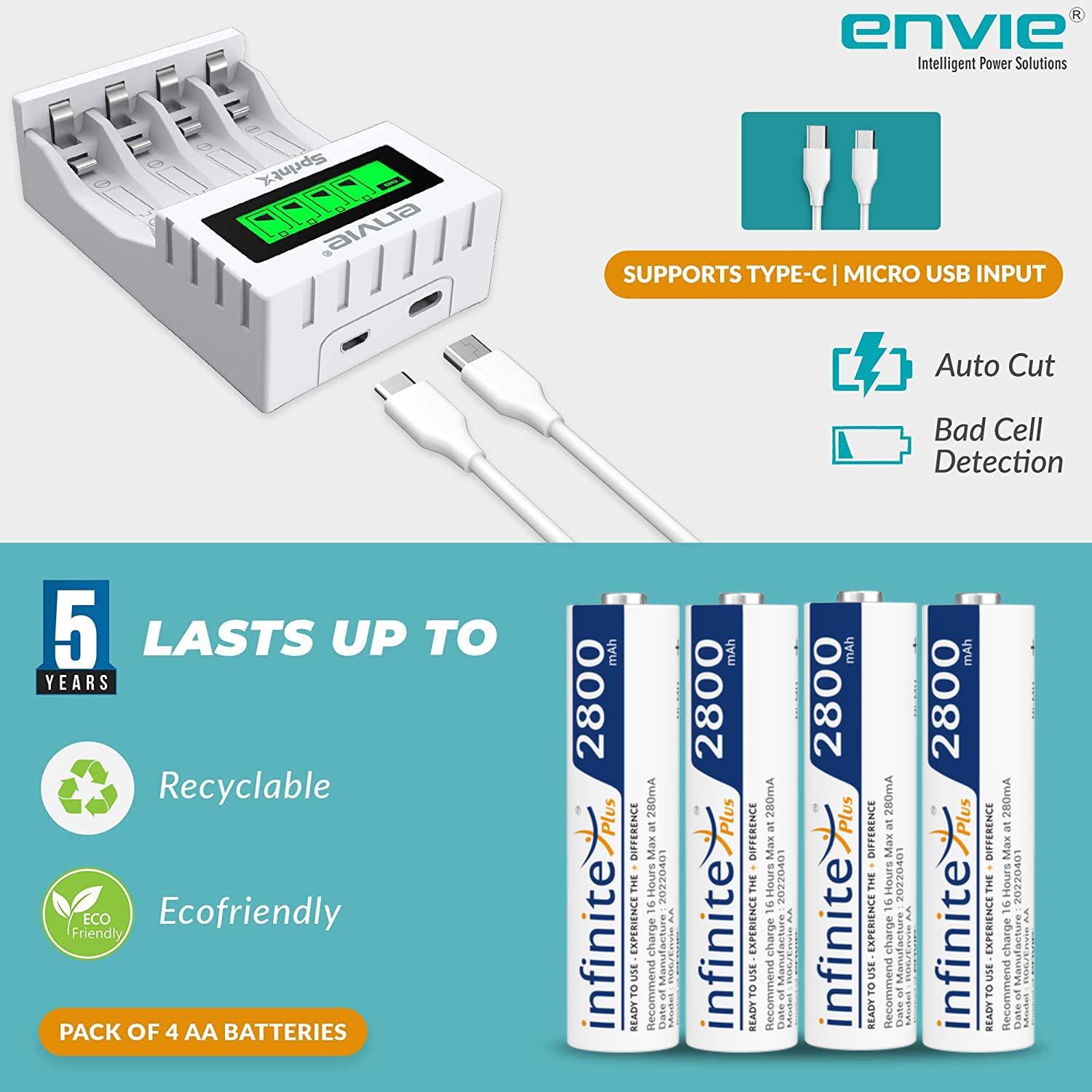 Buy ENVIE (ECR11MC + 2800 4PL) SprintX Ultra Fast Rechargeable ...