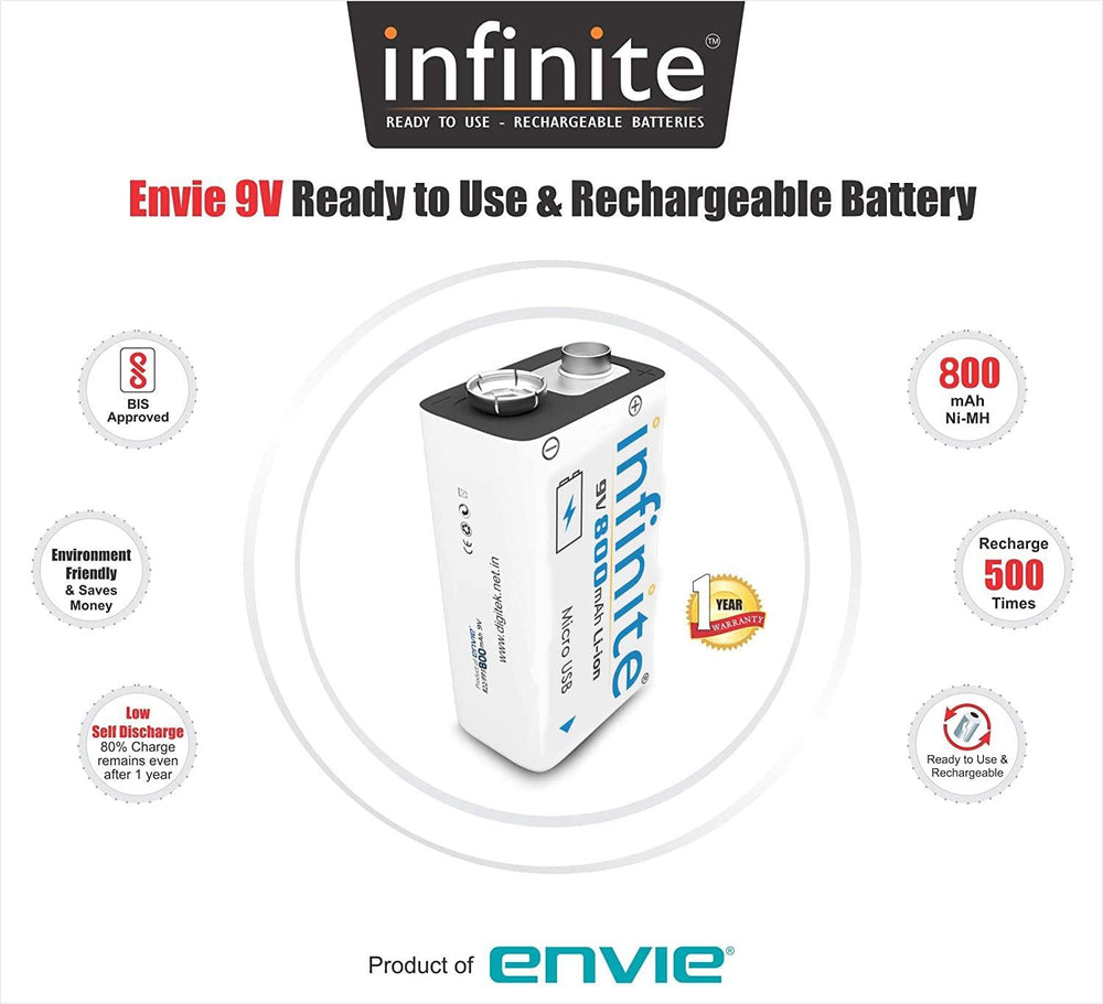 Buy Digitek Envie Infinite 9V 800mAh Li-Ion Rechargeable Battery Online